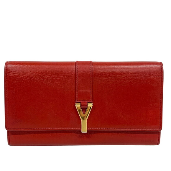 Saint Laurent | Bags | Saint Laurent Long Wallet Card Slots Coin Red ...